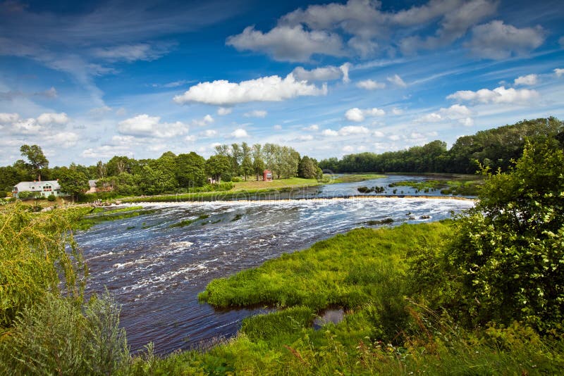 The Venta Waterfall (Ventas Rumba) in Kuldiga Stock Image - Image of ...