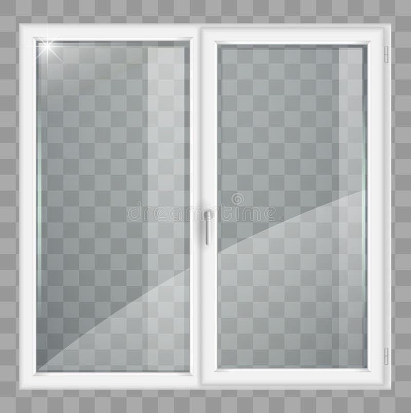 Ventana Blanca Con El Vidrio Transparente Stock de ilustración ...