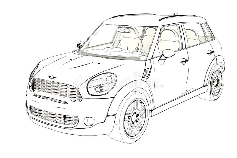 Ventana Trasera Mini Cooper Sketch De 5 Puertas Ilustración 3D Imagen editorial - Ilustración de ...
