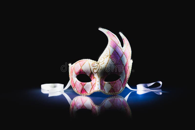 Ventetian Mask on a Reflective Surface, High Contrast Image Stock Photo ...