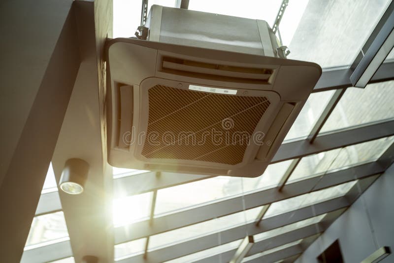 Ventilation and Air Conditioning Systems in an Industrial Ceiling Stock ...