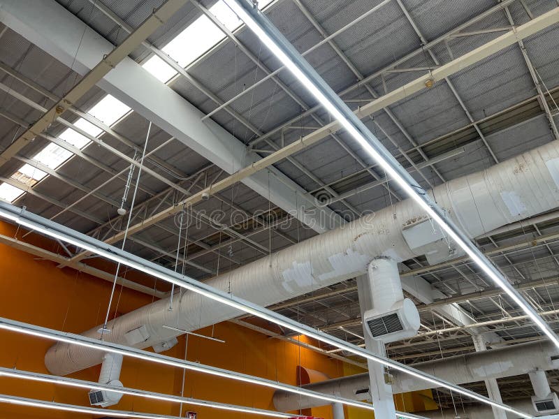 Ventilation Cooling Pipe Systems Under the Ceiling in an Industrial ...