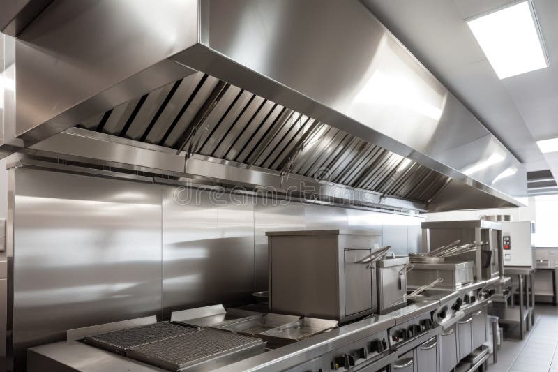 Ventilation and Exhaust System in the Kitchen, with Hood and Grease ...