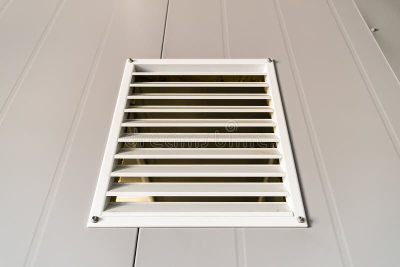 Ventilation Grate on Metal Wall Painted in Grey Stock Image - Image of ...