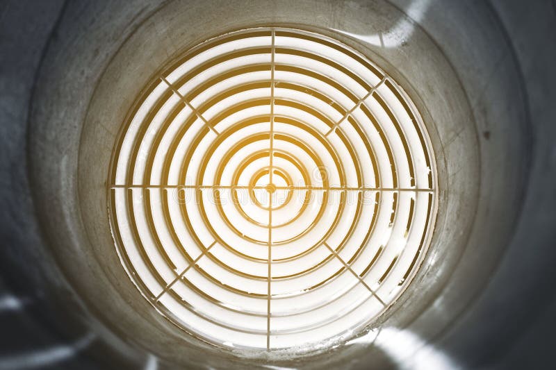 Ventilation Grill Diffuser Close-up Mounted in the Duct at Night, the ...