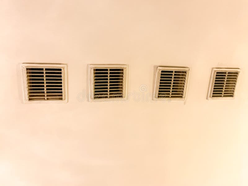Ventilation Grilles on Ventilation Ducts in the Ceiling of the Building ...