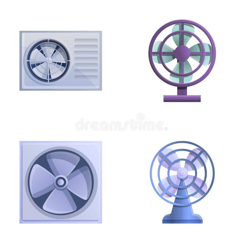 Ventilation Icons Set Cartoon Vector. Modern Ventilating Device Stock ...