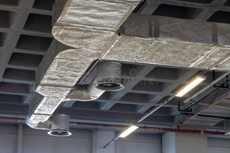 Ventilation Pipe System on the Ceiling of the Large Warehouse and ...