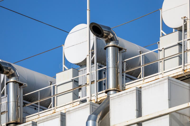 Ventilation Pipes on the Facade of Computer Data Center. the Fragment ...
