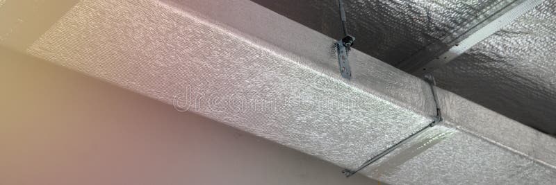Ventilation Pipes in Silver Insulation Material on Ceiling Stock Photo ...