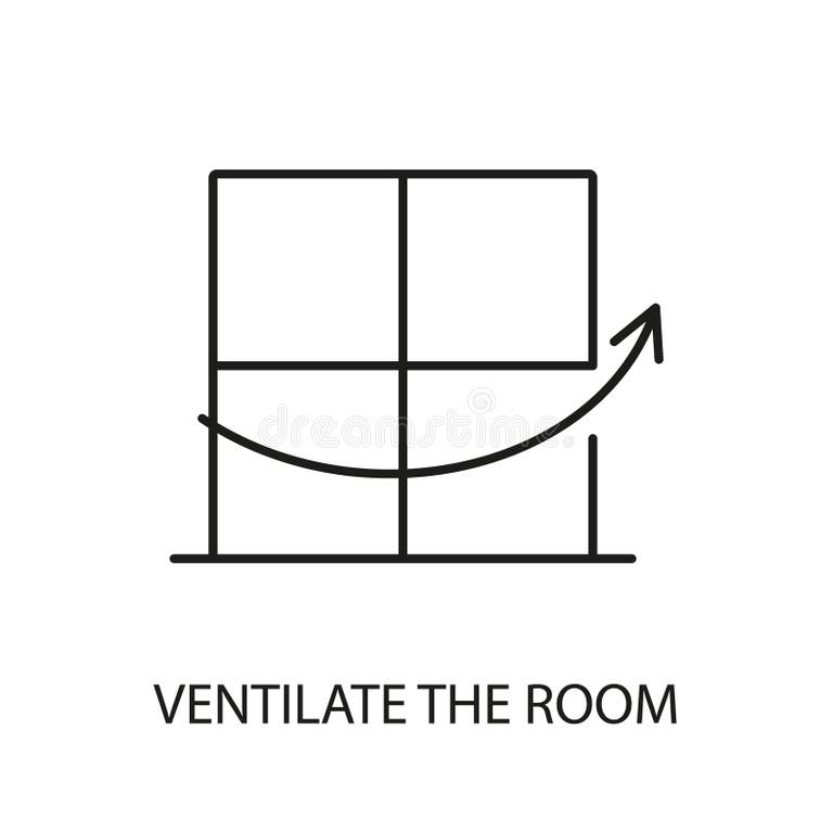 Ventilation of the Room Line Icon Vector with Editable Stroke Stock ...
