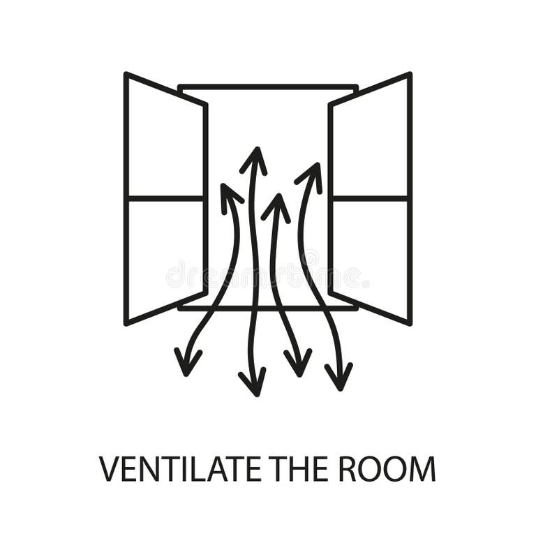 Ventilation of the Room Line Icon Vector with Editable Stroke Stock ...