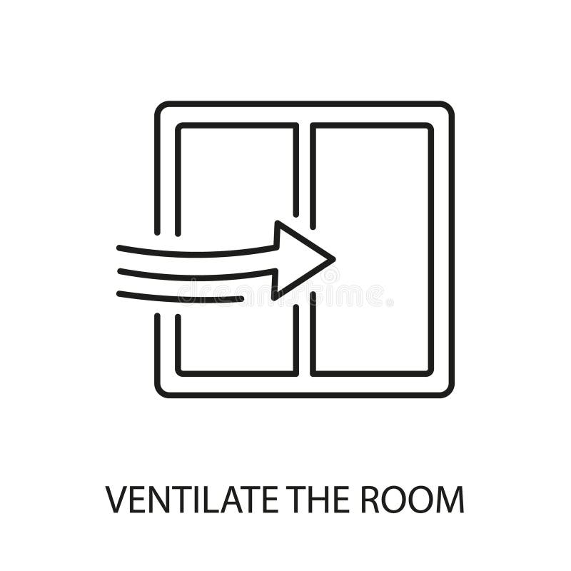Ventilation of the Room Line Icon Vector with Editable Stroke Stock ...