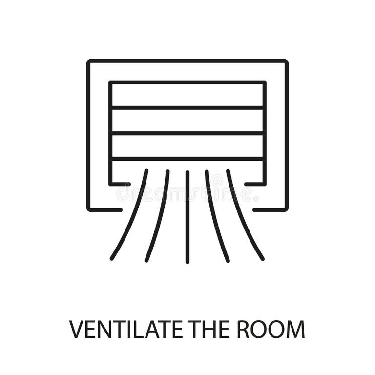 Ventilation of the Room Line Icon Vector with Editable Stroke Stock ...