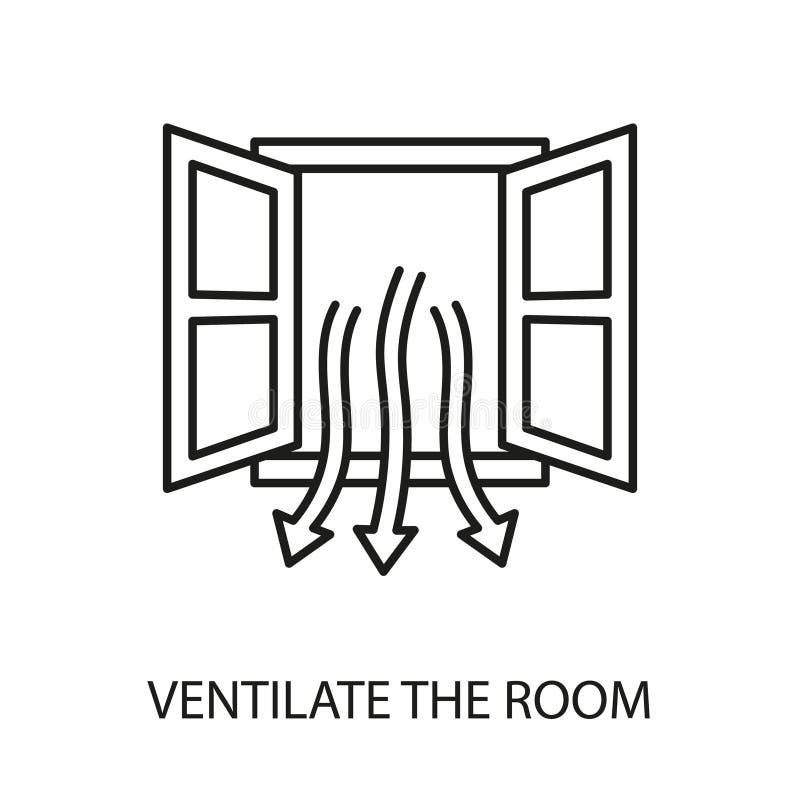 Ventilation of the Room Line Icon Vector with Editable Stroke Stock ...