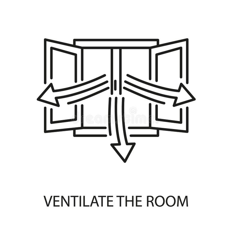 Ventilation of the Room Line Icon Vector with Editable Stroke Stock ...