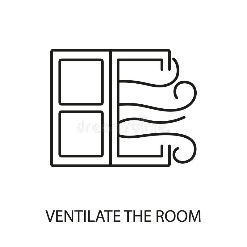 Ventilation of the Room Line Icon Vector with Editable Stroke Stock ...