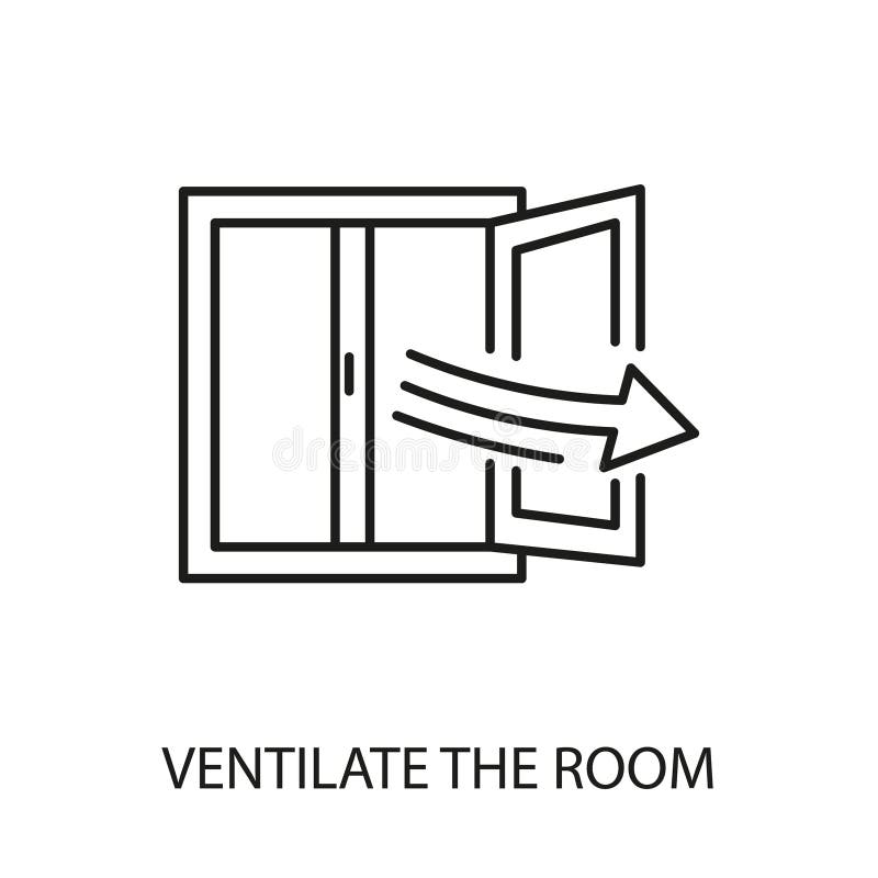 Ventilation of the Room Line Icon Vector with Editable Stroke Stock ...