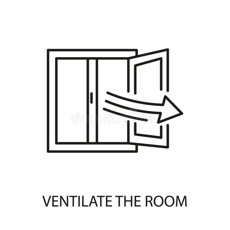 Ventilation of the Room Line Icon Vector with Editable Stroke Stock ...