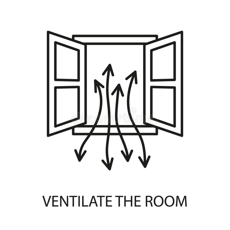 Ventilation of the Room Line Icon Vector with Editable Stroke Stock ...