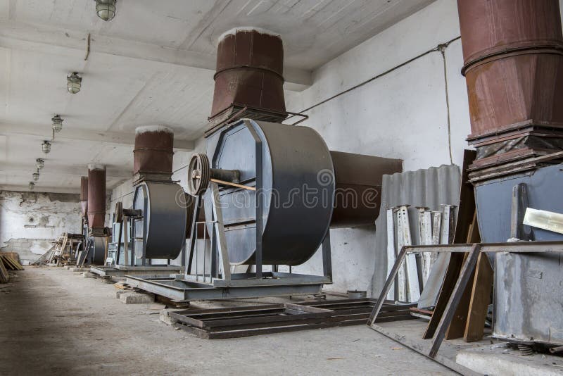 Ventilation Room with an Old Air-handling Equipment Stock Image - Image ...