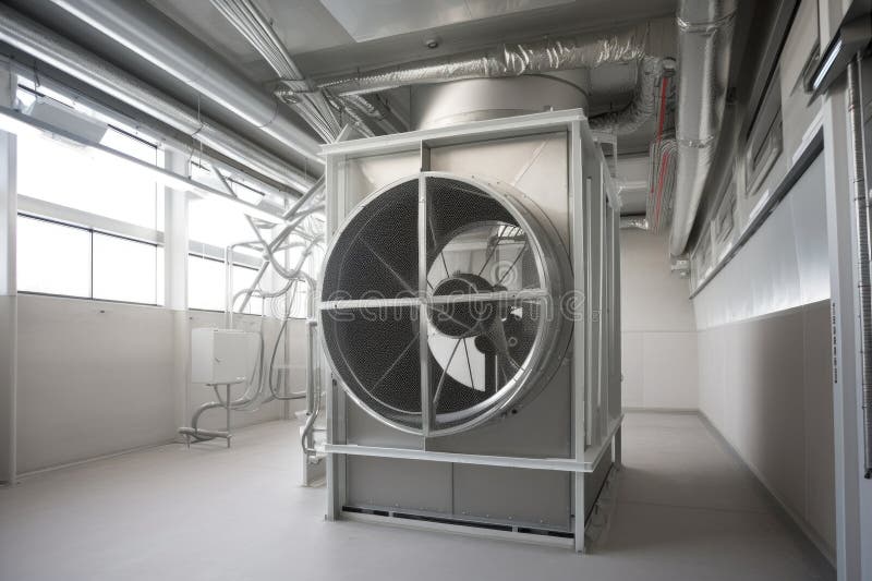 Ventilation Shaft, with Fans and Ductwork Visible, in High-tech ...