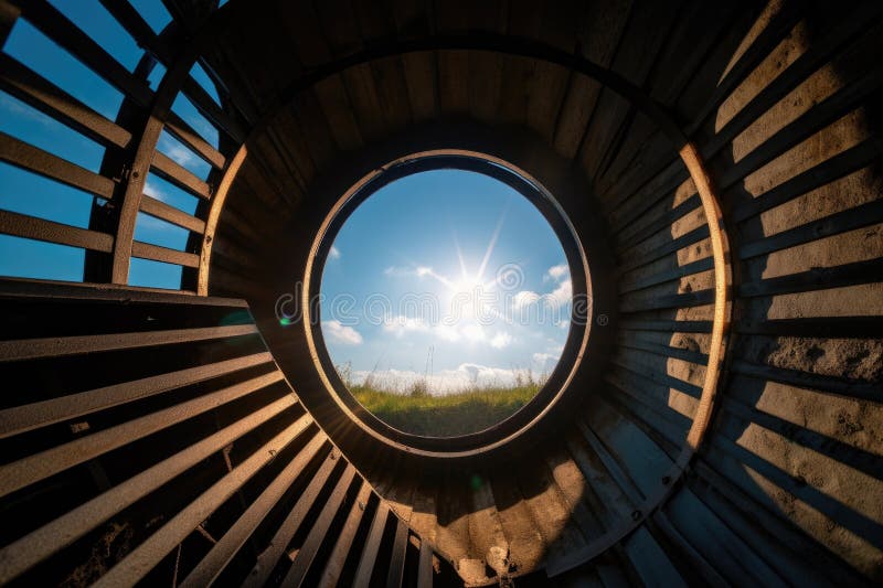 Ventilation Shaft with Sunlight and Blue Sky Visible through the ...