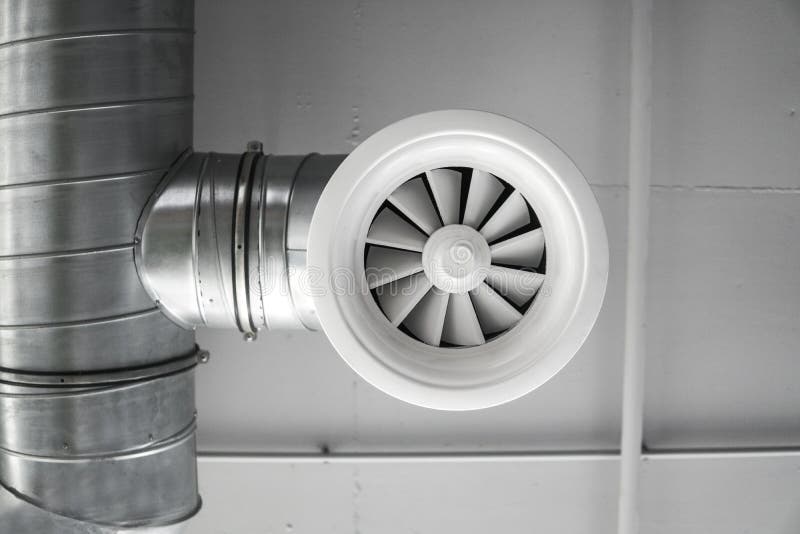 Ventilation System on the Ceiling of Large Buildings. Ventilation Pipes ...