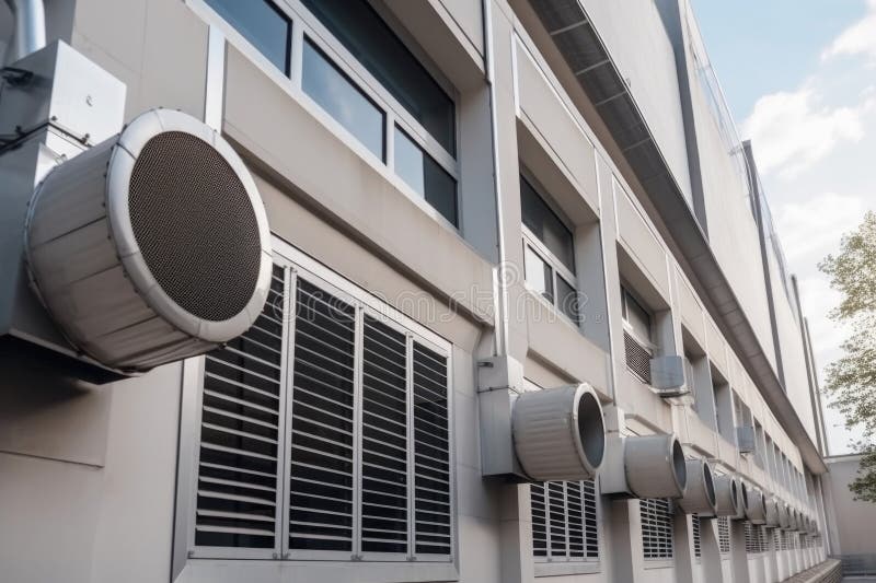 Ventilation System, with Ducts and Vents, Serving Modern Office ...