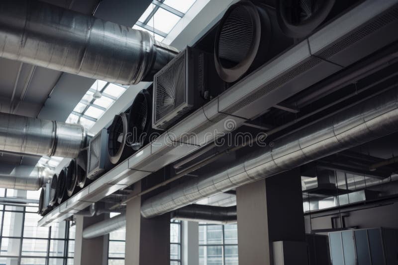 Ventilation System, with Ducts and Vents Visible, in Modern Office ...