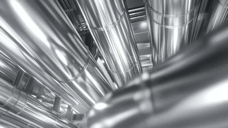 Ventilation System for Industrial Ducts in 3D Stock Image - Image of ...