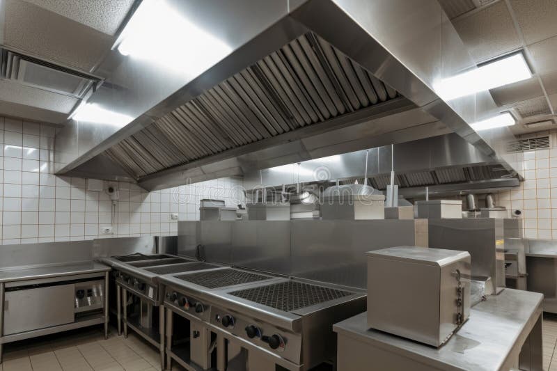 Ventilation System in Kitchen, with Hood and Filters for Cooking Smells ...