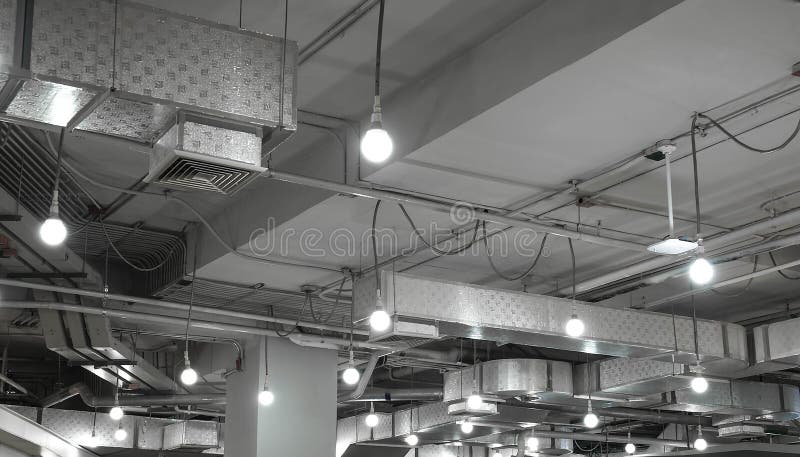 Ventilation System and Light Bulb in Modern Building Stock Photo ...