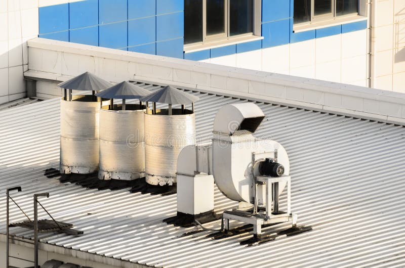 HVAC Air Chillers on Rooftop Units of Air Conditioner Stock Photo ...