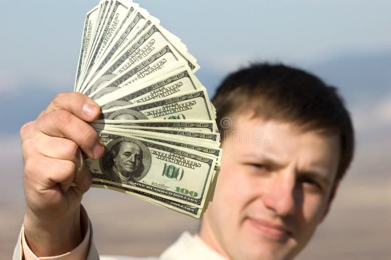 Glimlachende Zakenman Met Partij Dollars Stock Afbeelding - Image of ...