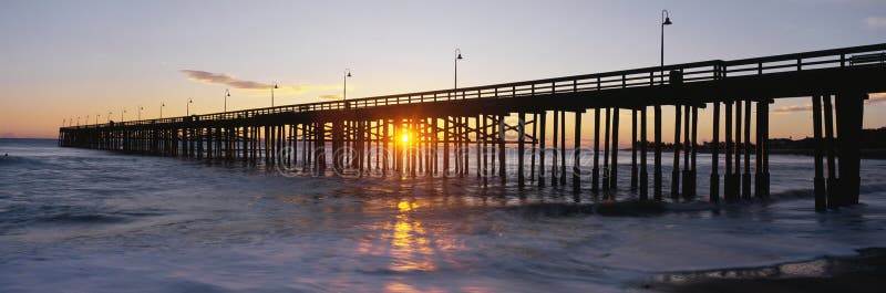 Ventura Pier at sunset. stock image. Image of sundown - 23160255