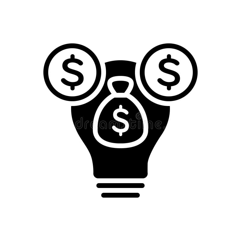 Black Solid Icon for Venture Capital, Endeavor and Amount Stock Vector ...