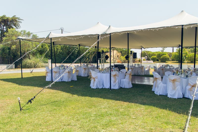Venue for the Wedding Dinner Under the Tent Stock Image - Image of ...