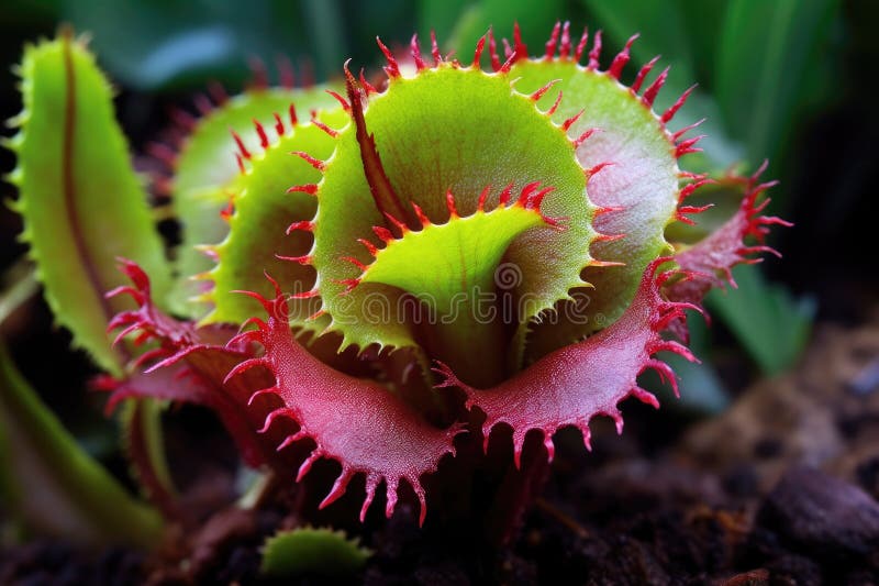 Venus Flytraps Colorful Leaves Emphasizing Its Trap Mechanism Stock ...