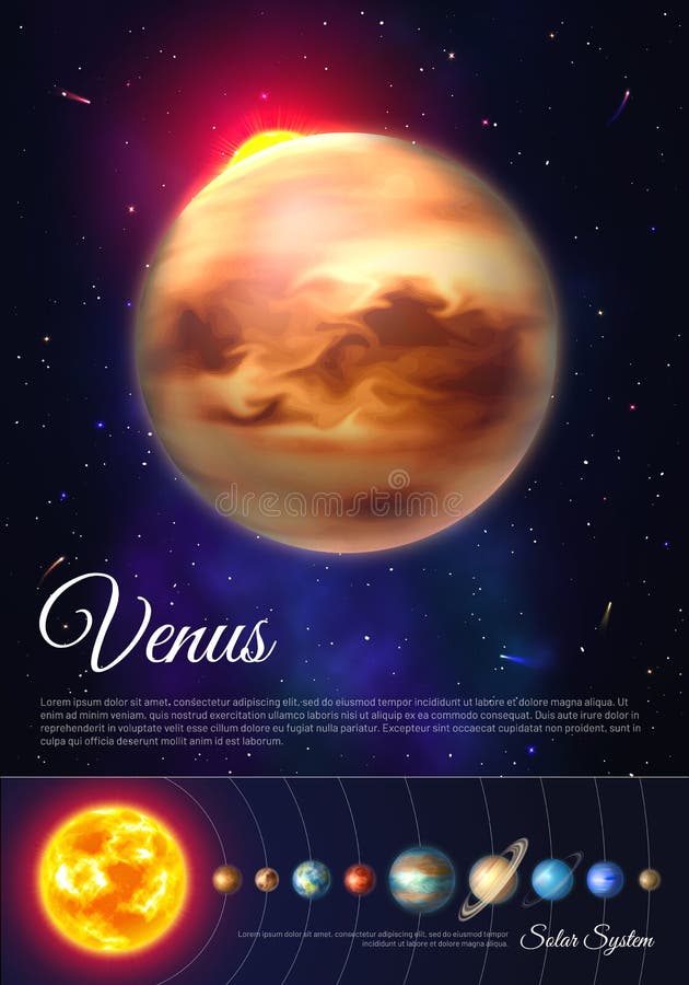 Venus Planet Colorful Poster with Solar System Stock Vector ...