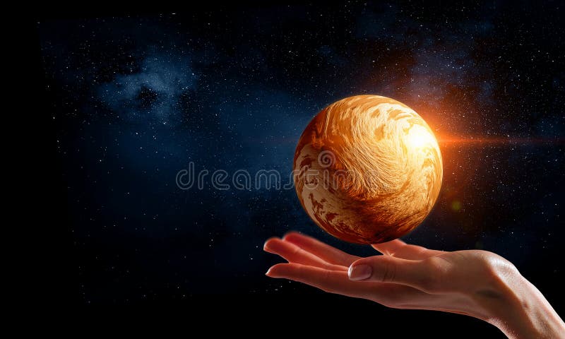 Venus planet in hand stock image. Image of cosmic, human - 116681897