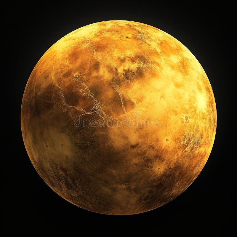 Venus Planet Surface Close Up with Sky Views, Vector Illustration Stock ...