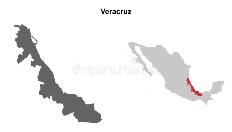 Veracruz outline map stock vector. Illustration of states - 379012523