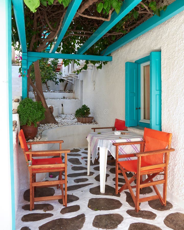 Veranda in a Greek island stock image. Image of greece - 21735315