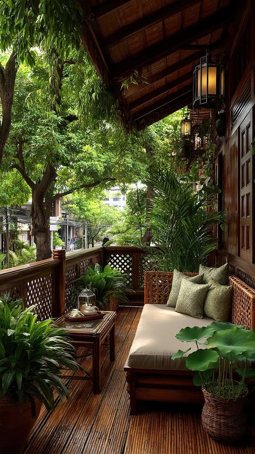 Veranda Lounge in Thai Traditional House Stock Photo - Image of undefined, veranda: 384709592