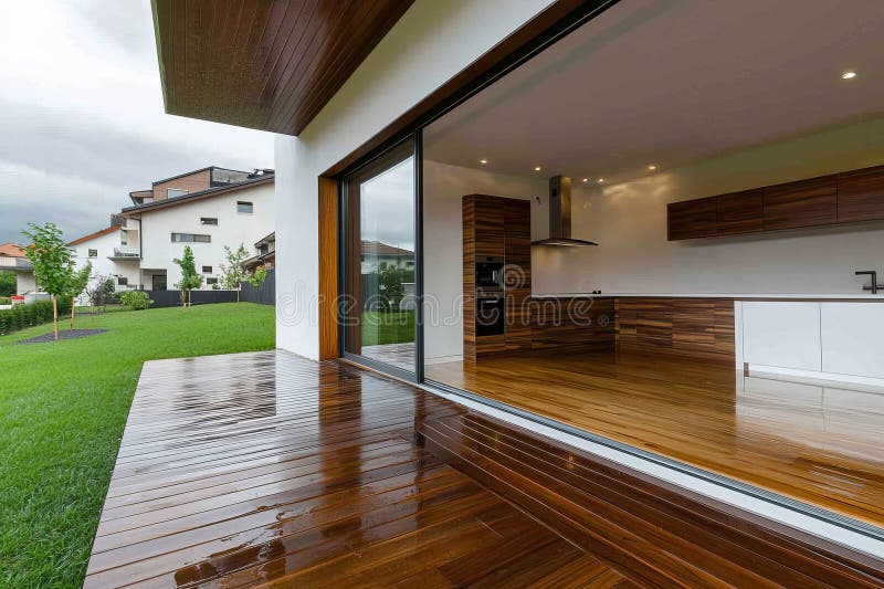 Veranda of Modern Villa with Beautiful Interior Stock Photo - Image of ...