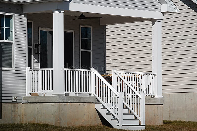 White Veranda and Railing Posts Stock Photo - Image of large, elevated ...