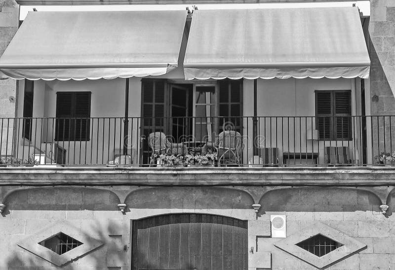 Veranda on the Second Floor with Awning Stock Image - Image of outdoors ...