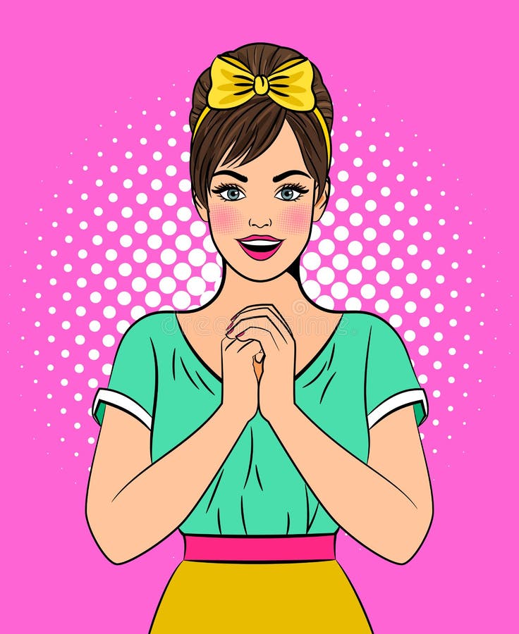 Verbaasd En Opgewekt Beeldverhaalmeisje Vector Illustratie ...