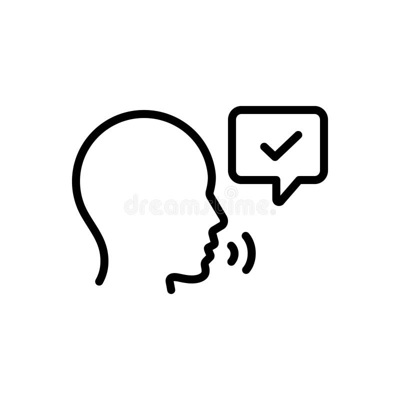 Black Line Icon for Verbal Approval, Verbal and Chat Stock Illustration ...